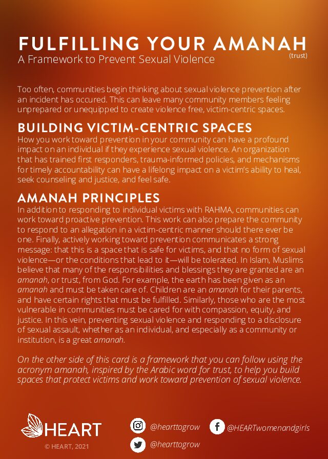 Fulfilling your AMANAH: Framework | HEART